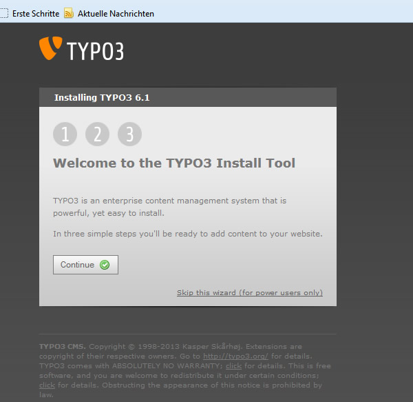Install TYPO3 version 6.1